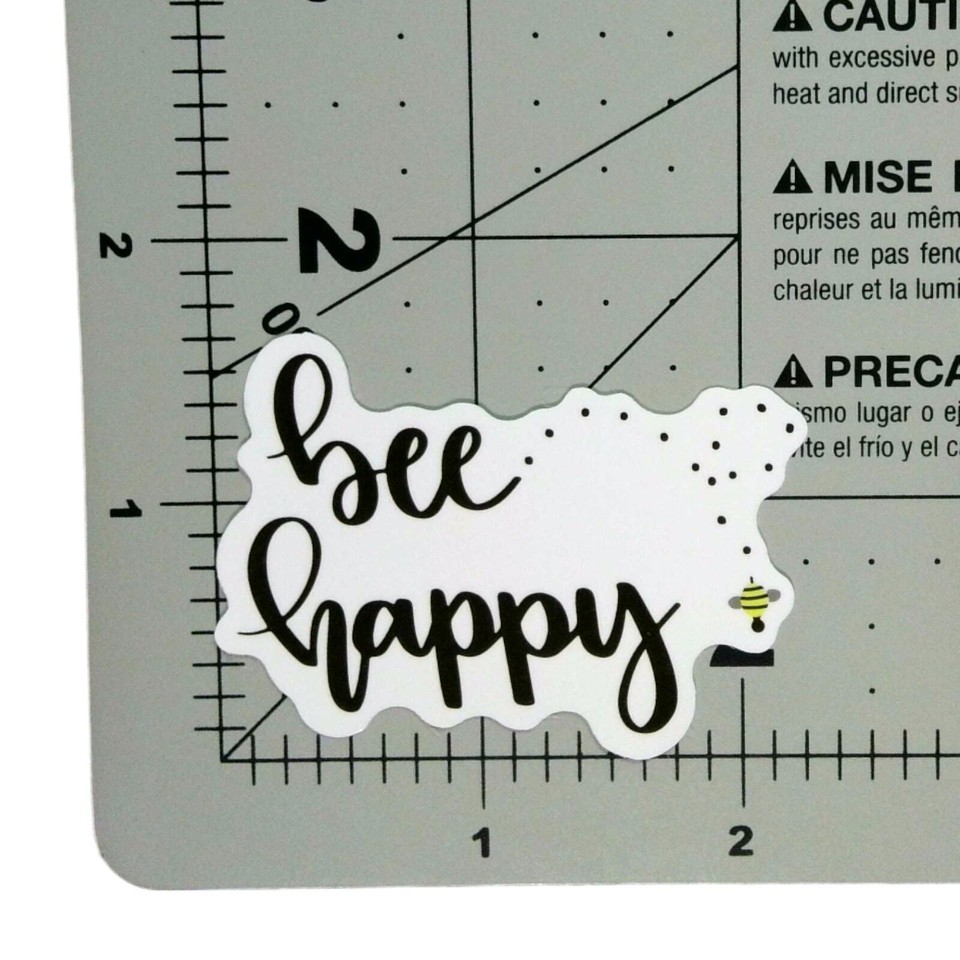 Bee Happy Black White Cursive Script Inspirational Motivational ...