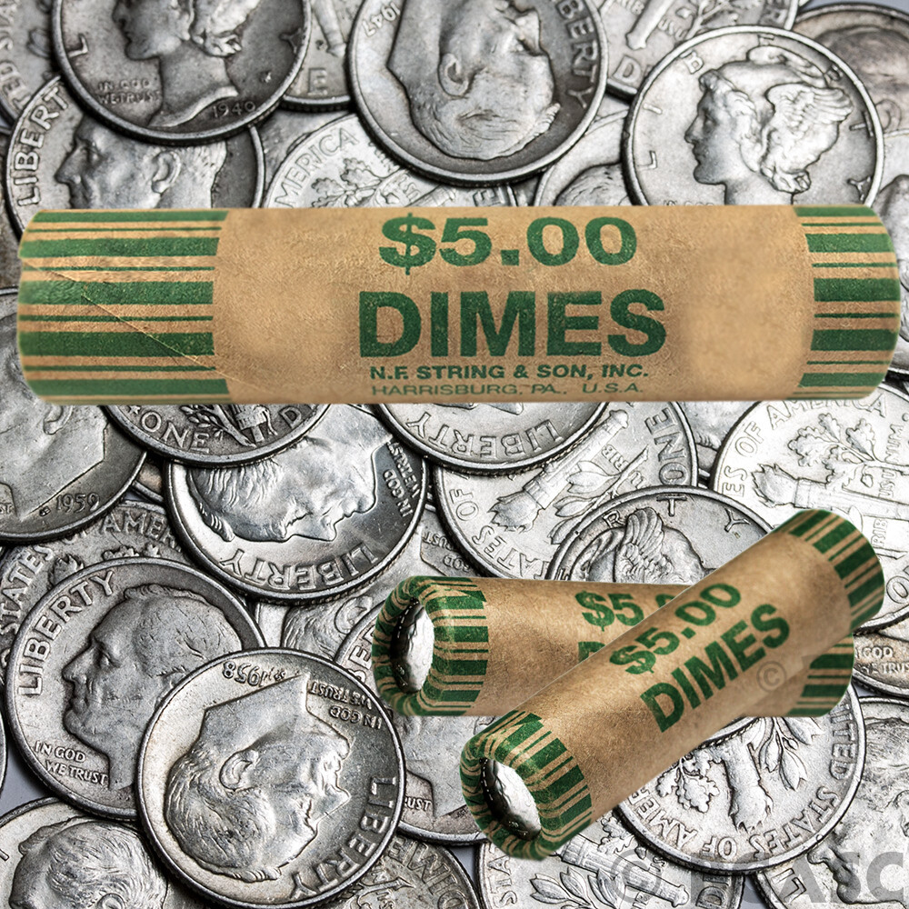 180 Preformed Dimes Tubes Paper Coin Wrappers 10 Cent Shotgun Rolls ...