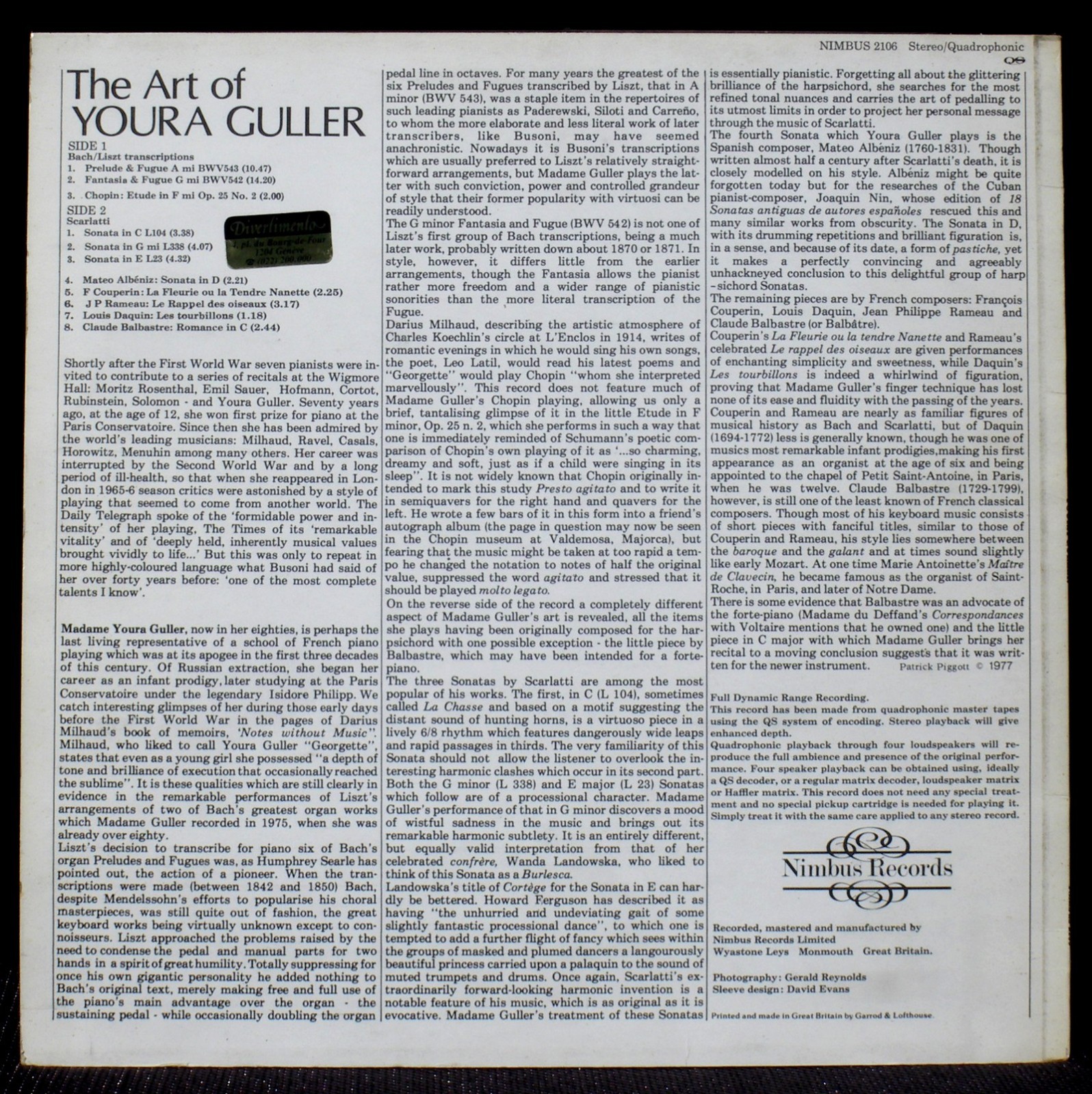 The art of Youra Guller Nimbus 2106 LP M - & CV NM Cleaned by ...