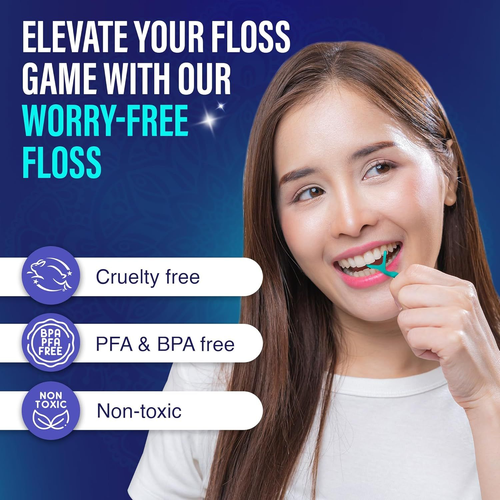 GuruNanda Fresh Floss Dental Picks - Non- Shred Thread with Angled Pick ...