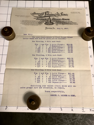 Original Vintage letter: July 9, 1917 - Samuel J Shimer & sons CUTTING ...