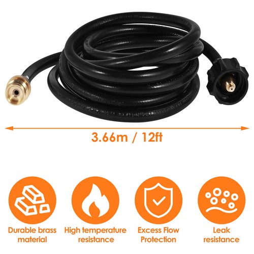 Propane Hose Adapter Brass 12FT Propane Connect Extension Hose 1lb to ...