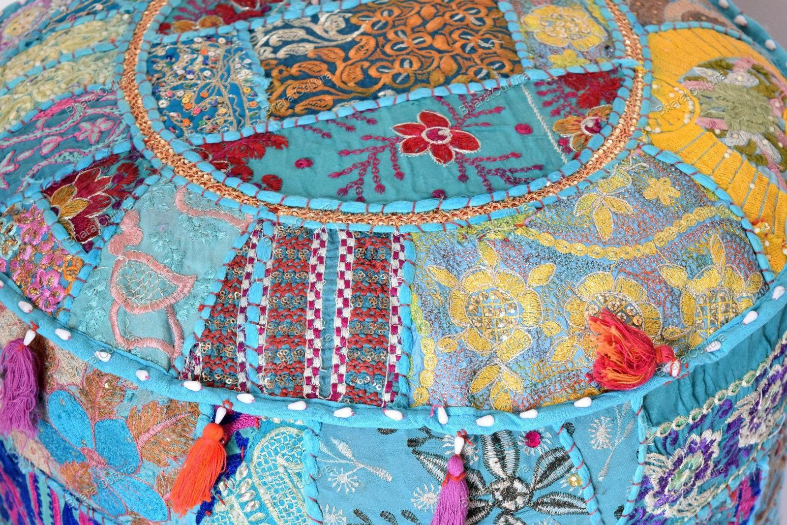 Indian Floral Pouf Ottoman Pouffe Poof Floor Foot Stool Ethnic ...