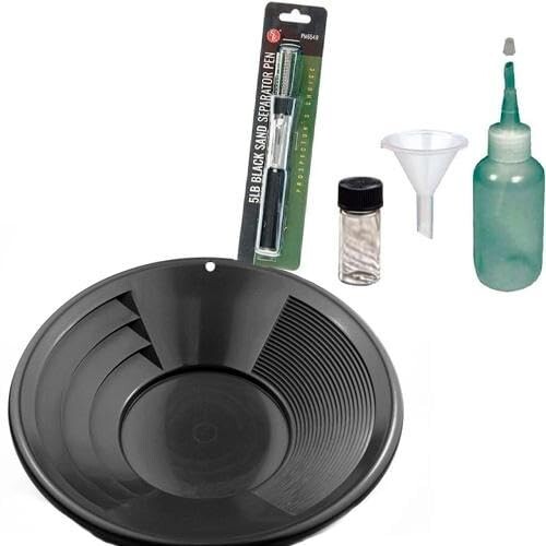 Sluice Monkey 12" Black Gold Pan Panning Kit with Funnel, 4oz Sniffer ...