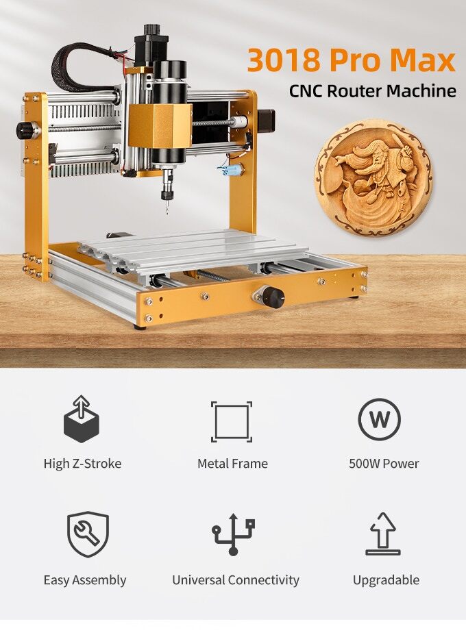 CNC 3018 Pro Max 500W CNC Router Machine Milling Cutting Engraving ...
