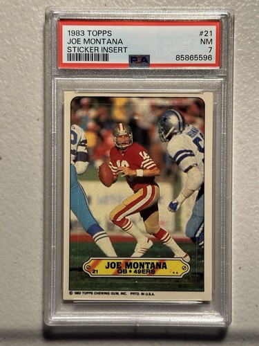 1983 TOPPS FOOTBALL STICKER INSERT CARD #21 JOE MONTANA PSA 7 SF 49ERS ...