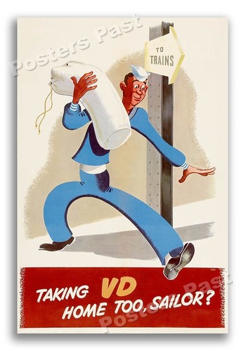 1945 “Taking VD Home Too, Sailor?” Vintage Style WW2 Health Poster ...