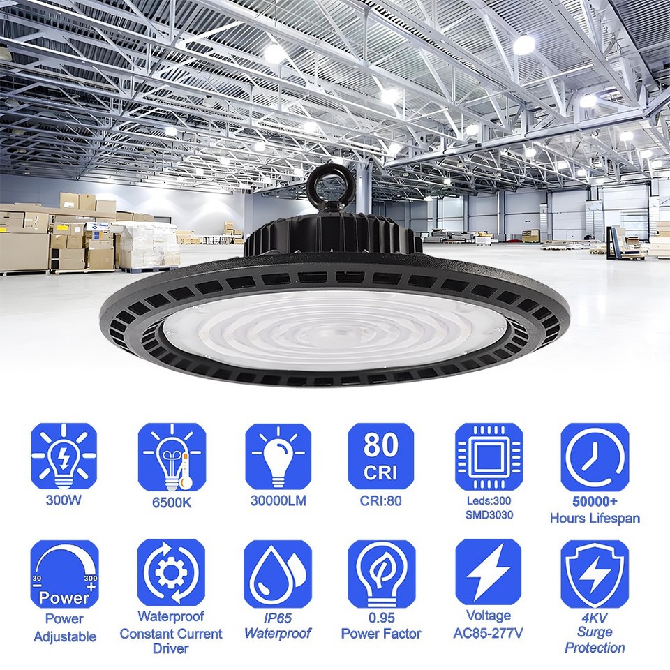 10 Pack Low Bay Led Shop Lights 30000Lm 300W Factory GYM Commercial ...