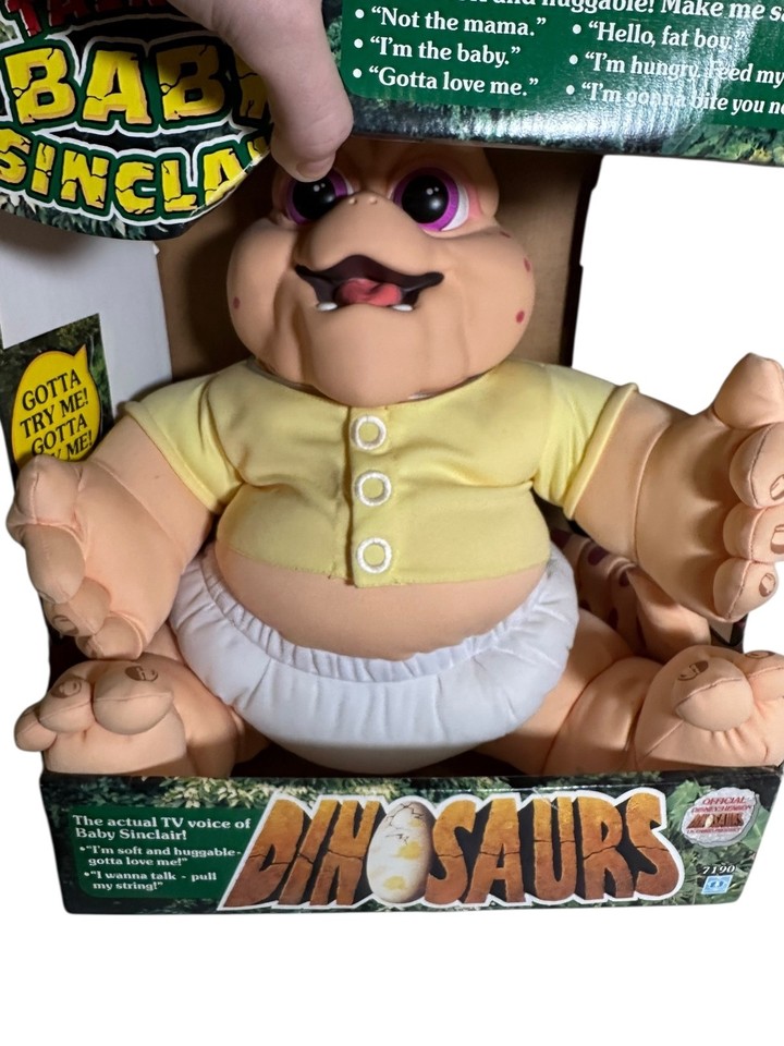🍼💥 Baby Sinclair Talking Doll 1992 Dinosaurs 🦕 Pull-String Works! Rare ...