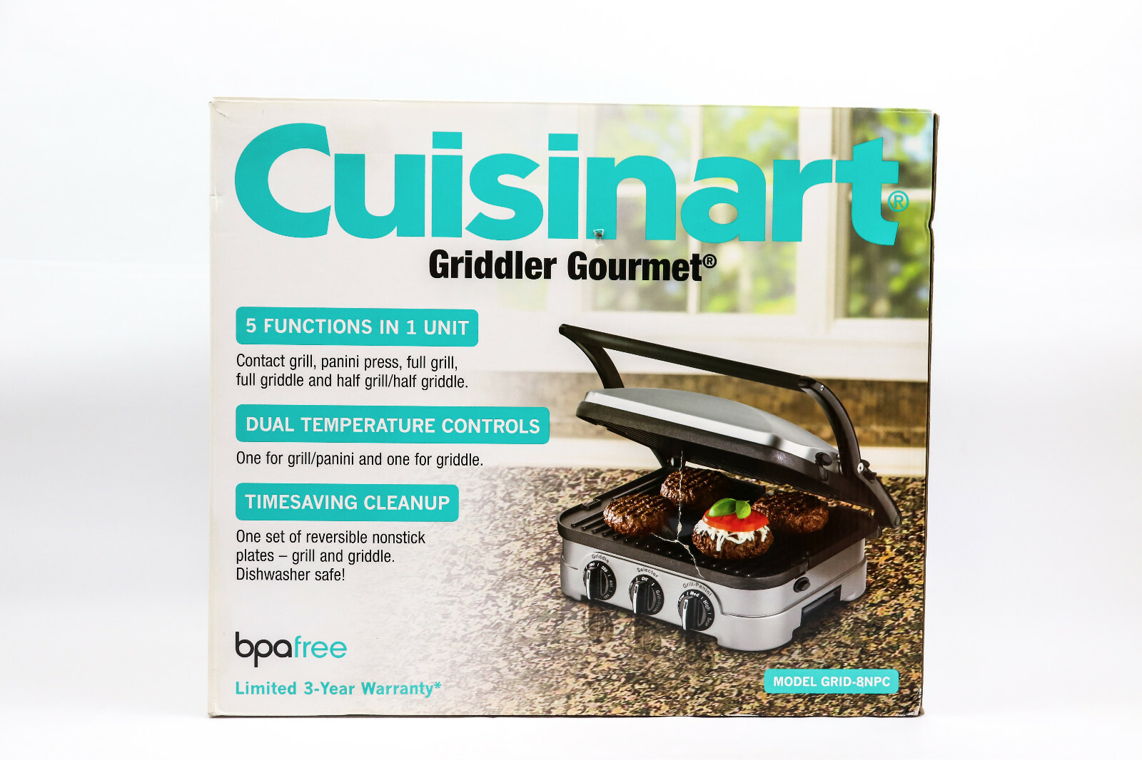 Cuisinart GRID-8NPC 5-in-1 Gourmet Griddler with Reversible Plates ...