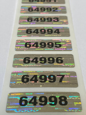 100- SERIAL NUMBER SECURITY HOLOGRAM LABELS STICKERS-TAMPER PROOF-1.5 X ...