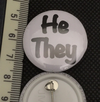 He They gender pronoun badge 32mm | eBay