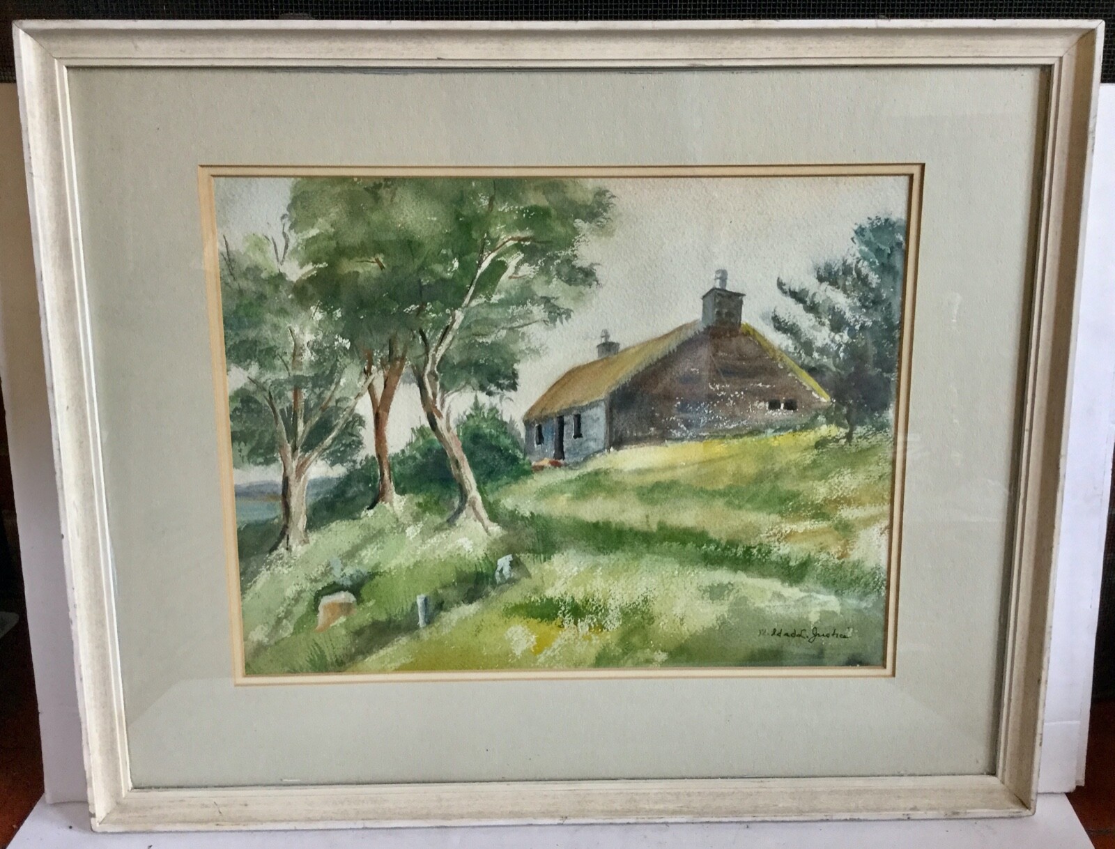 Mildred L Justice Large Framed Original Watercolor Croft on Isle of ...