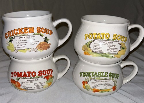 Vintage Dat'l Do It Soup Recipe Bowls Chicken Vegetable Tomato Potato ...