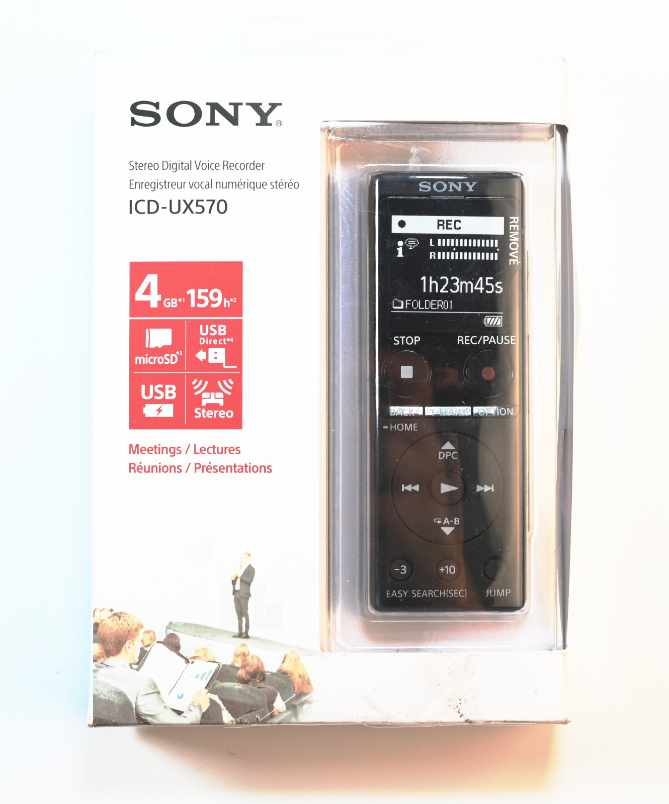 Sony ICD-UX570 MP3/LPCM Digital Voice Recorder Stereo Dictaphone w ...