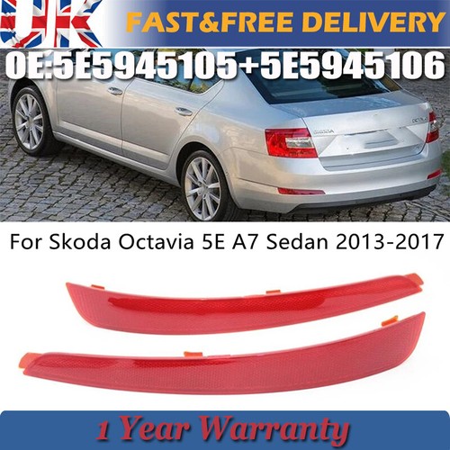 NEW REAR BUMPER LIGHT REFLECTOR LEFT+RIGHT N/S FOR SKODA OCTAVIA A7 ...