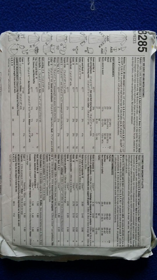 Sewing Pattern Uncut Simplicity Costume 8285 size small Medium Large | eBay