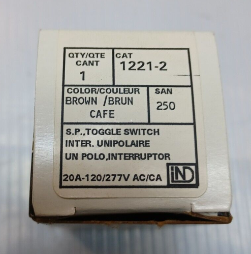 Light Switch Single Pole 20A Bulk 1221-2 Leviton Brown INDUSTRIAL ...