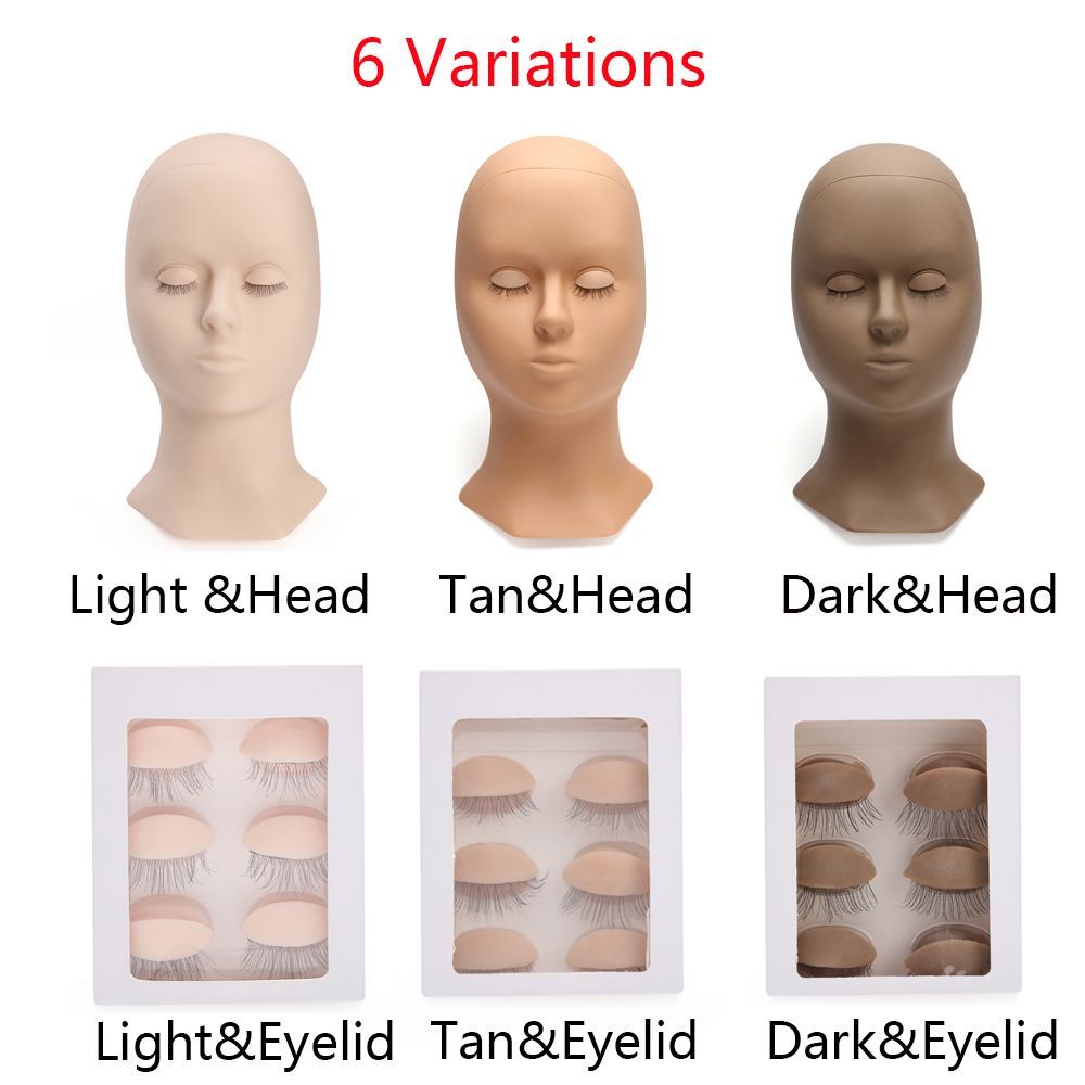 Real Skin Eyelashes Extension Head Mannequin Head With Removable ...