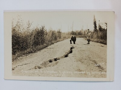 ALASKA REAL PHOTO POSTCARD 1937 EARTHQUAKE CREVICE RICHARDSON HIGHWAY ...
