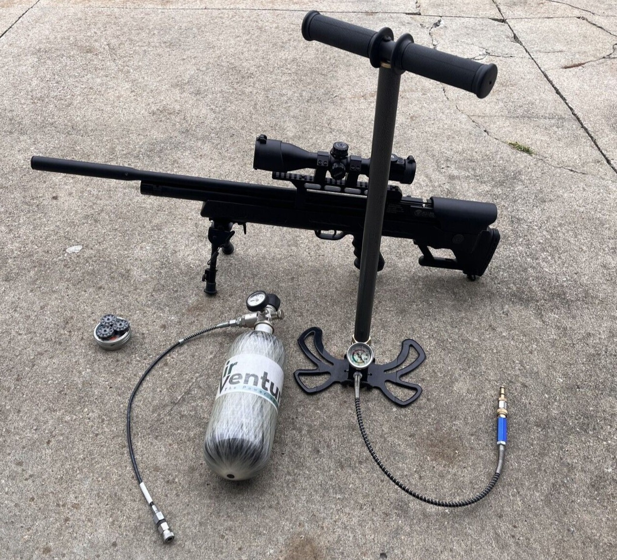 Hatsan BullBoss .177 PCP Air Rifle w/ Scope, Bipod, 3 Mags+Pellets ...