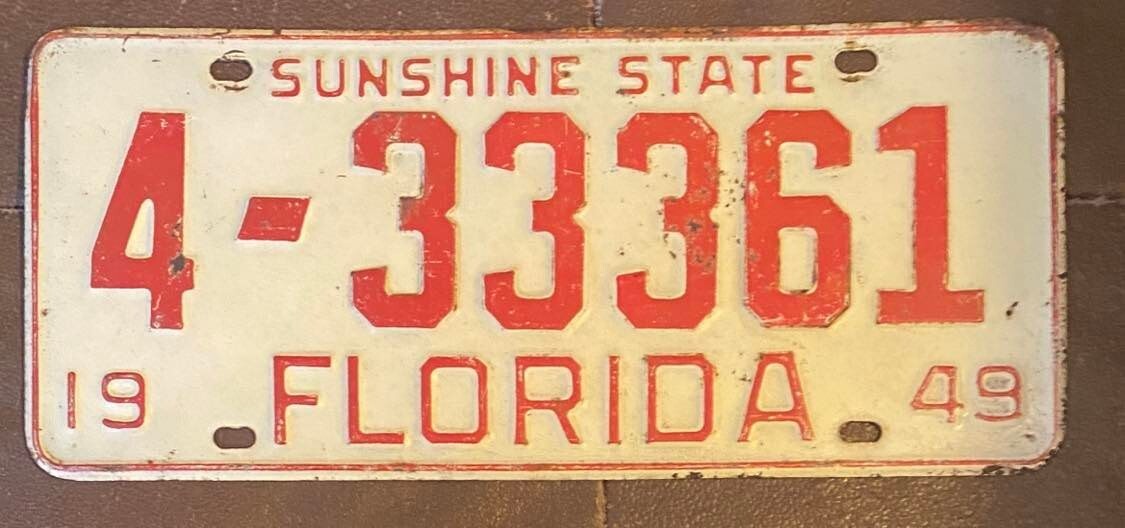 Florida 1949 PINELLAS COUNTY License Plate # 4-33361 | eBay