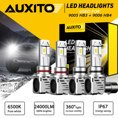 4X AUXITO Combo Bulb 9005 9006 LED Headlight Kit 6500K High Low Beam Xenon White | eBay