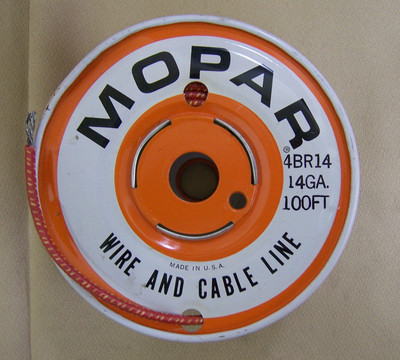 10 Foot Vintage Mopar 4BR14 14 Gauge auto Wire Red/Yellow Cloth ...
