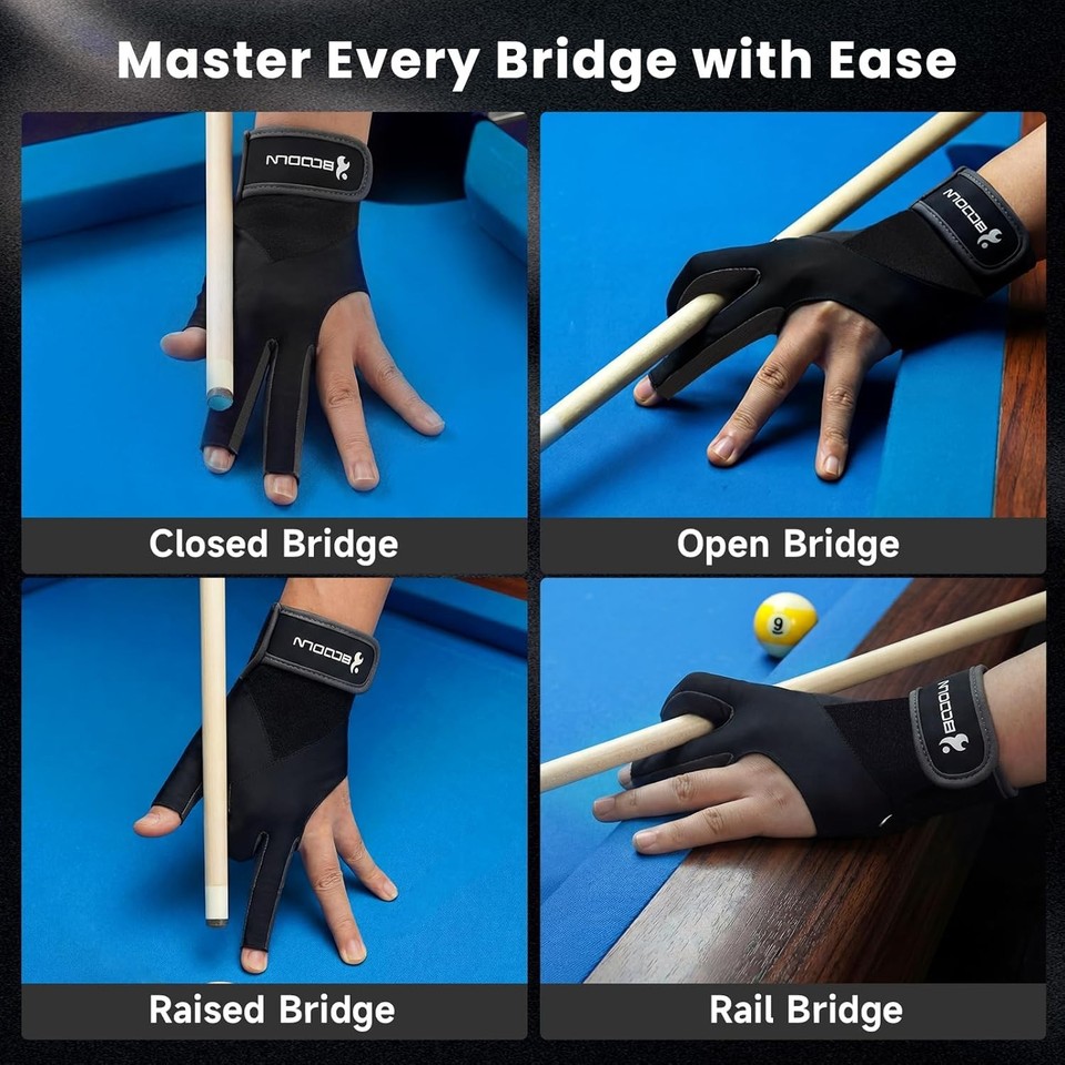 Lightweight Breathable 3 Finger Pool Glove for Left-Handed Players ...