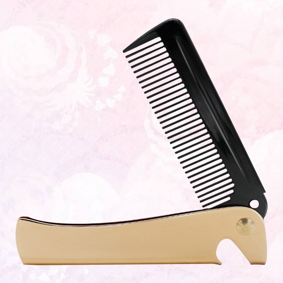 Foldable Hair Comb for Men Gold Color Stainless Steel Hairdressing Tool ...