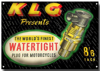 VINTAGE KLG SPARK PLUG METAL SIGN,ENAMELLED FINISH,ADVERTISING,CLASSIC ...