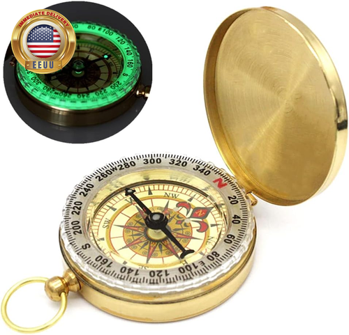 Camping Survival Compass for Hiking,Small Golden Pocket Compass for ...