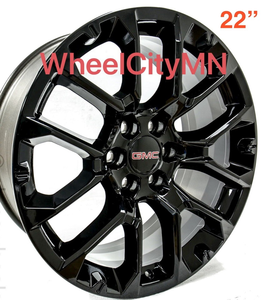 22" gloss black OE replica SRV RPO wheels fits 2022 GMC Sierra AT4 ...