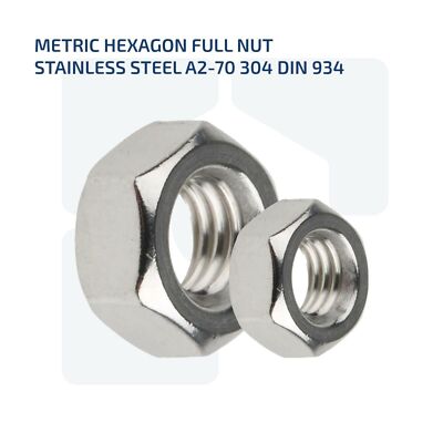 M8 - 8MM HEX FULL NUT HEXAGON NUTS HEX NUT STAINLESS STEEL A2-70 304 ...