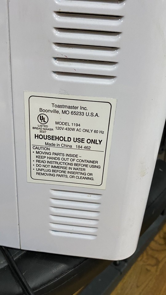 Toastmaster Bread Box Bread Maker Model 1194 Minimal Wear GREAT PRODUCT ...