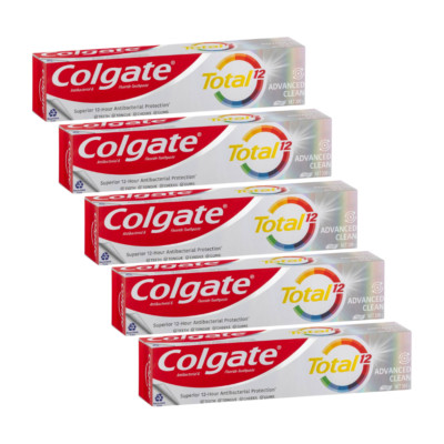 Colgate Total 12 Advanced Clean Antibacterial & Fluoride Toothpaste 5 x ...