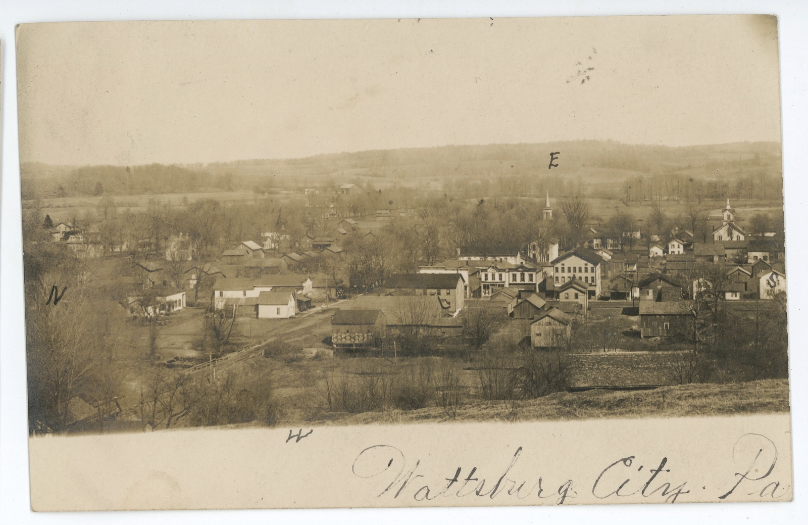 RPPC Aerial View of WATTSBURG CITY PA Vintage Erie County Real Photo ...