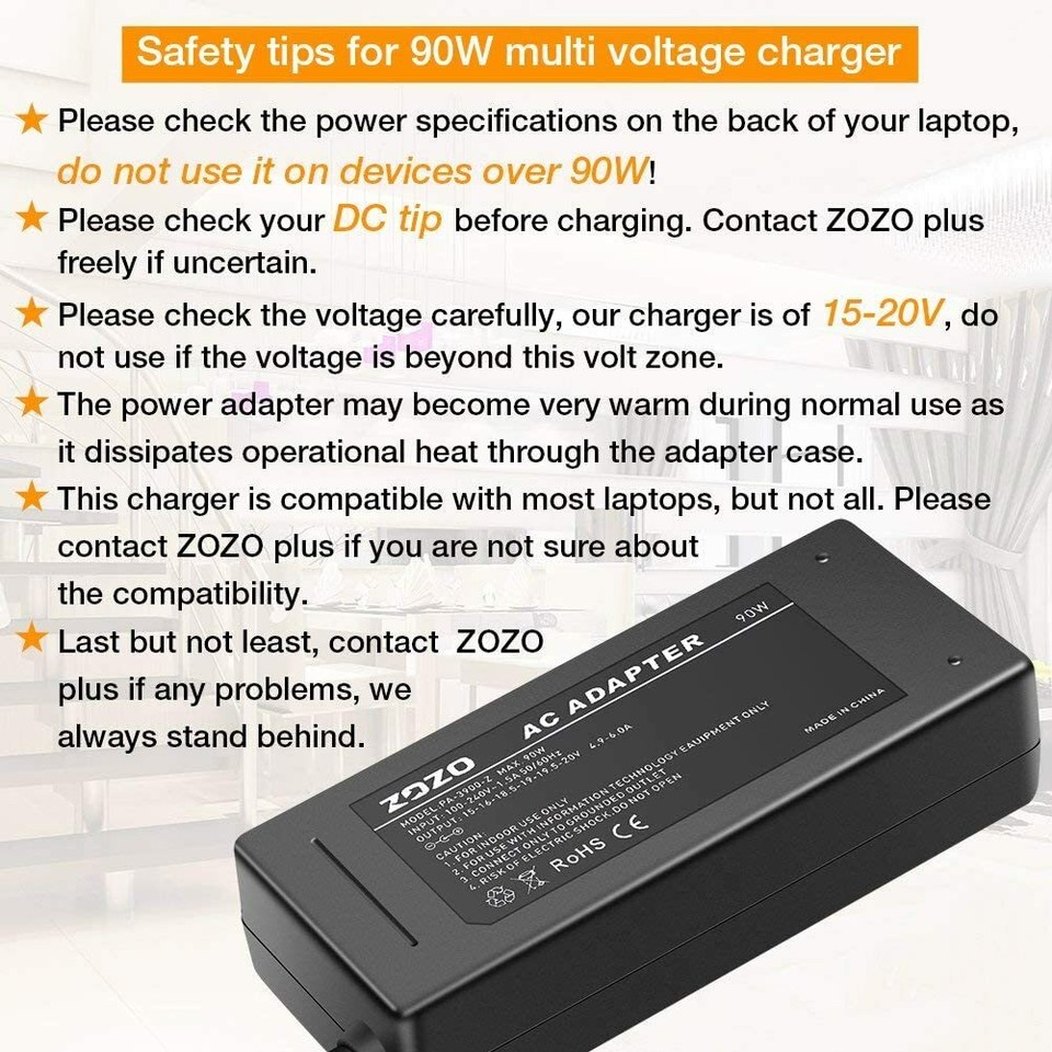 90W 15-20V AC Power Adapter Universal Laptop Charger for Insignia ...