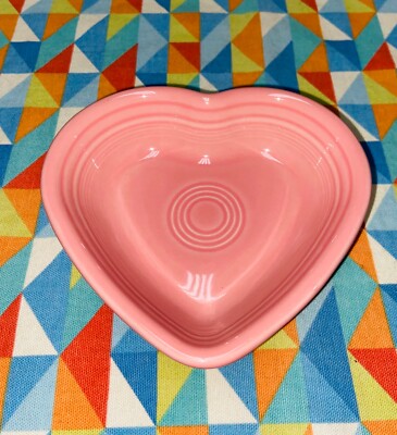 NEW FIESTAWARE SMALL HEART BOWL DIP FRUIT CANDY DESSERT peony pink 9 oz ...