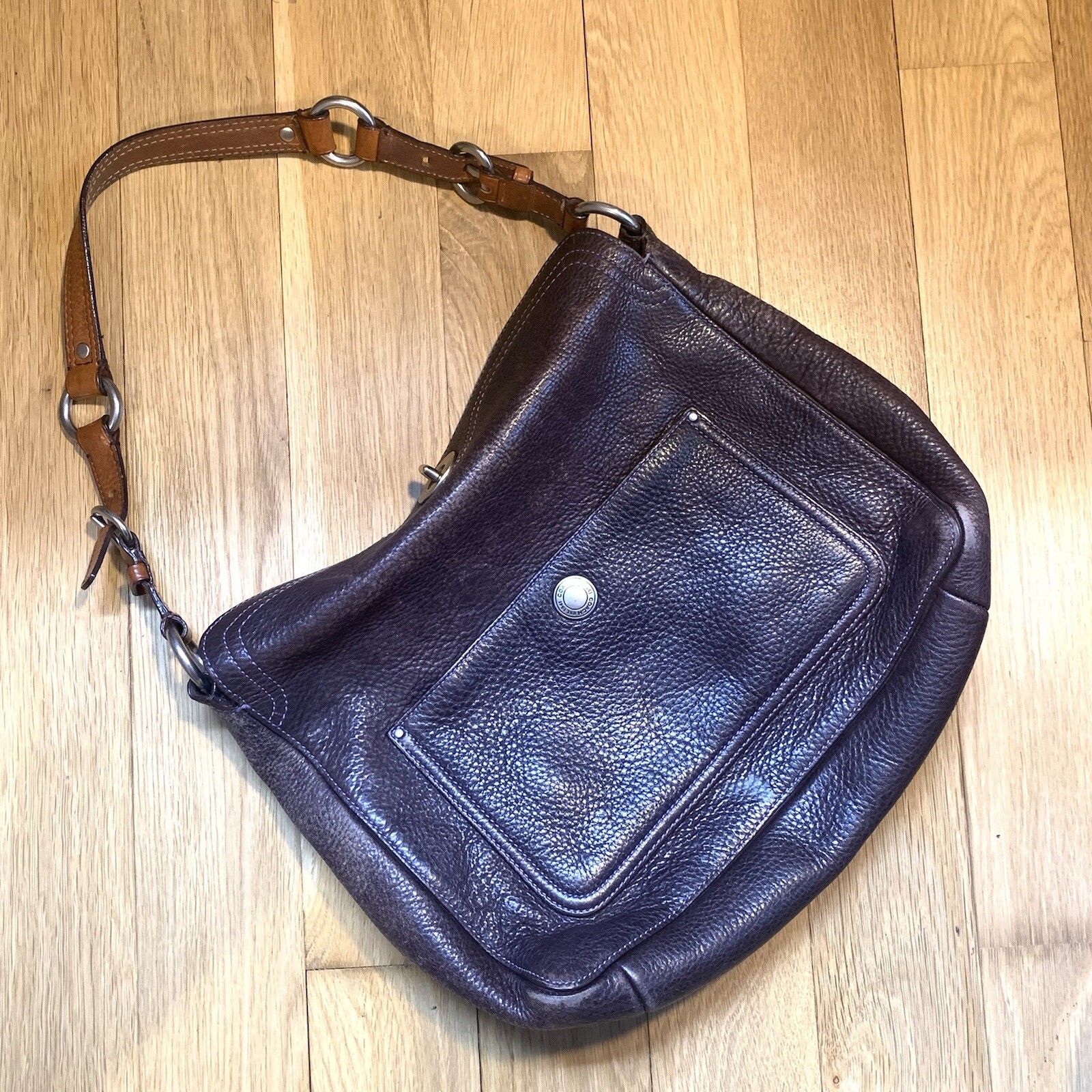 Coach 10132 Distressed Pebbled Leather Dark Brown Che… - Gem