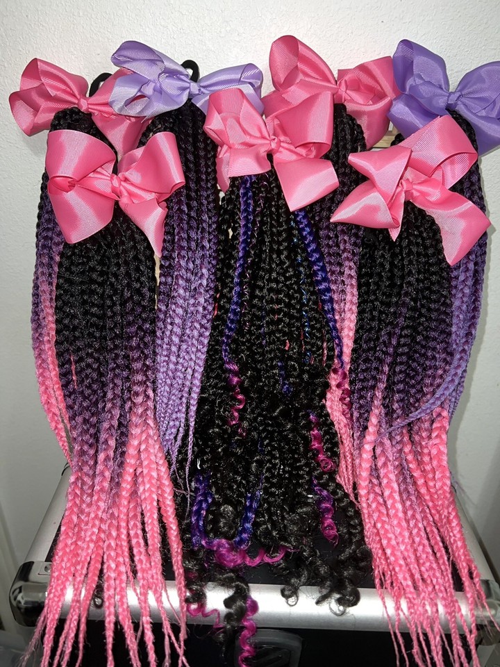 14” BRAIDED DRAWSTRING PONYTAIL FOR KIDS - 1b/Ombré Purple w/ Purple ...
