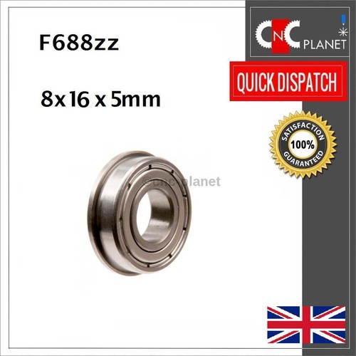 F 688ZZ BEARING FLANGED BEARING 8mm x 16mm x 5mm F688 ZZ , F688ZZ UK ...