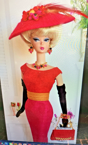 Virginie for Barbie Silkstone Red Sheath Hat Purse Shoes Jewelry Black ...