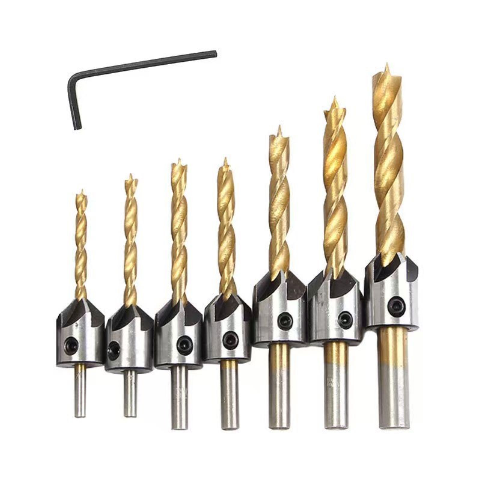 7pcs three-point design Drill Bit Assembly Pilot Screw Holes ...