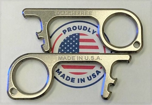 2-PK TOUCH FREE GERM KEY DOOR / BOTTLE OPENER *MADE IN U.S.A* STAINLESS ...