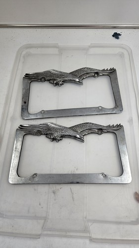 Flying Eagle License Plate Frame 3D Chrome Metal Silver HOT ROD RAT ...