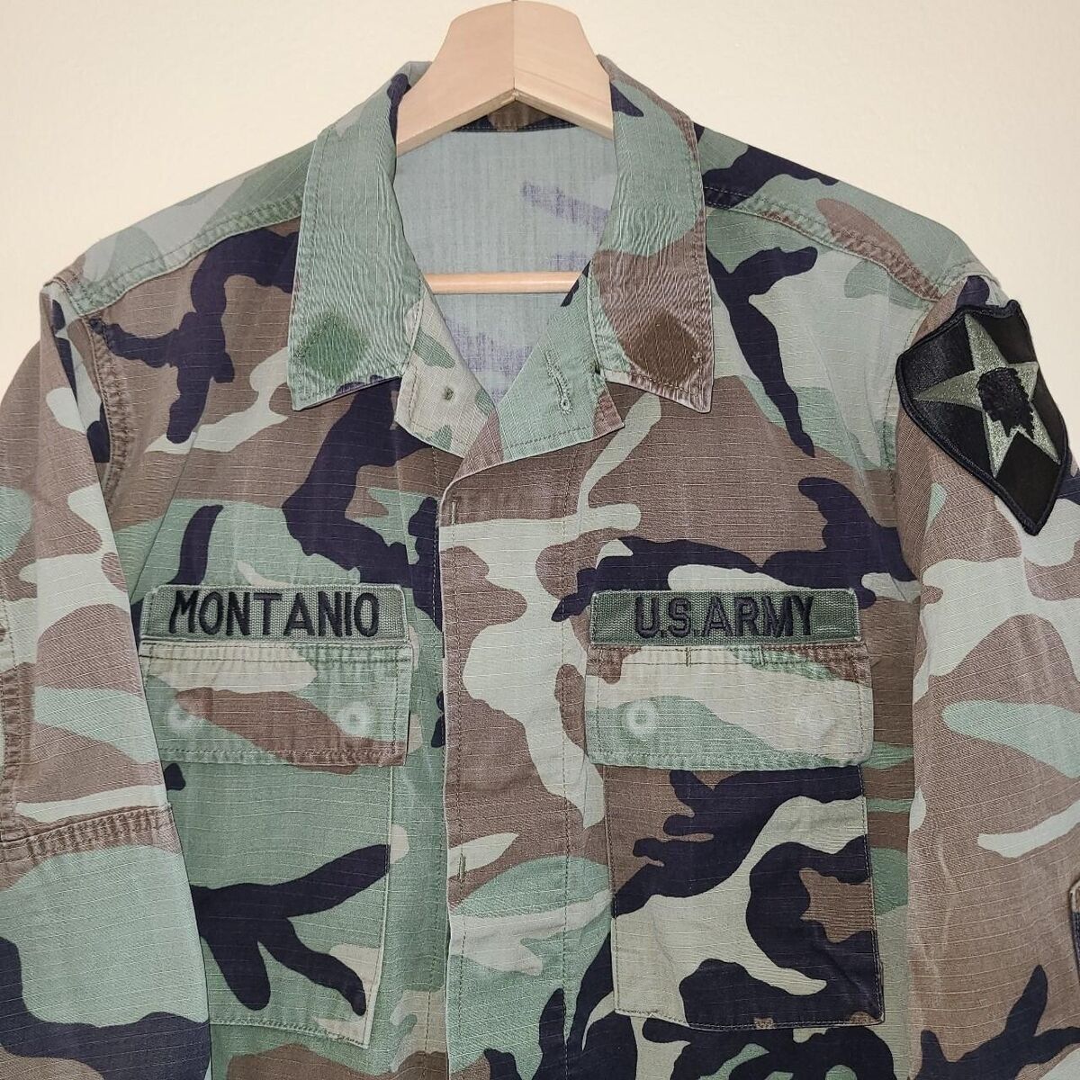 Faded woodland camo army shirt vintage 90s uniform M / L | eBay Faded woodland camo army shirt vintage 90s uniform M / L | eBay
