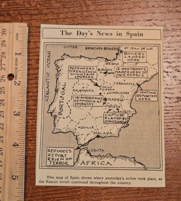 THE DAYS NEWS IN SPAIN MAP FASCIST REVOLT from 1936 Philadelphia ...