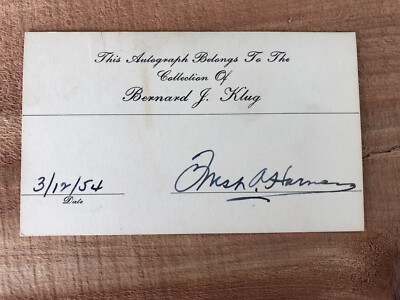 Forest Harness 1954 US Representative Indiana Autograph Signature ...