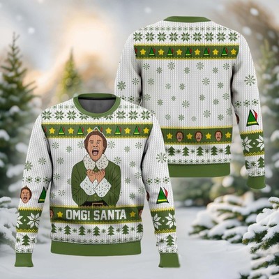 Elf Buddy OMG Santa Snowflakes Funny Movie Ugly Christmas Sweaters XS ...